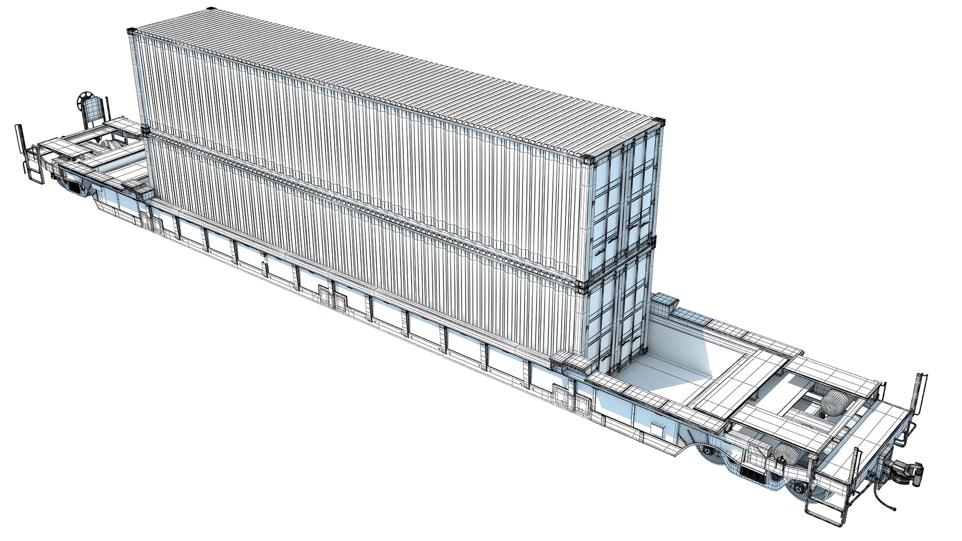 3D Railroad Double Stack Car - TurboSquid 1606364