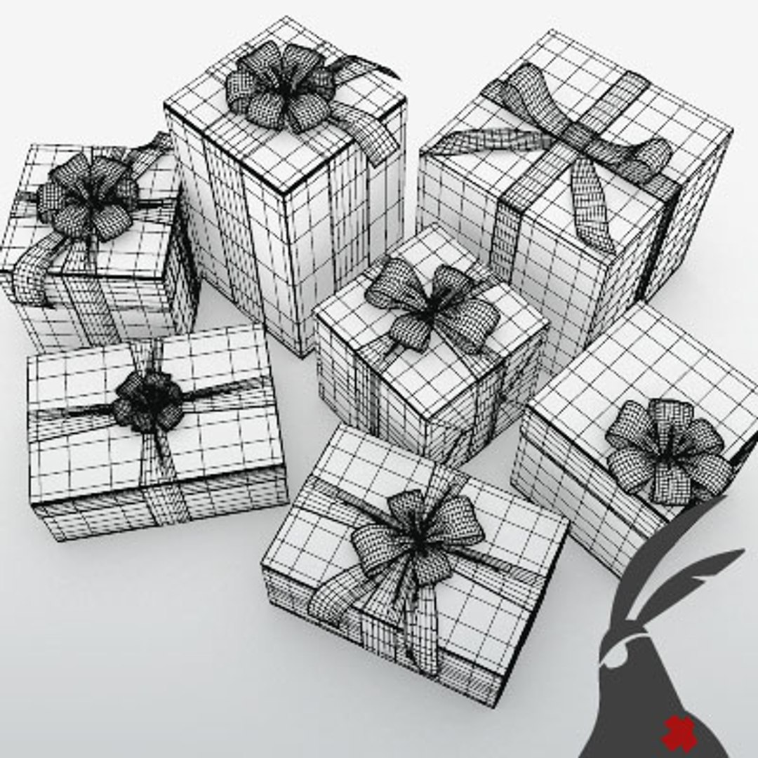 Gift Boxes Set 3d Model