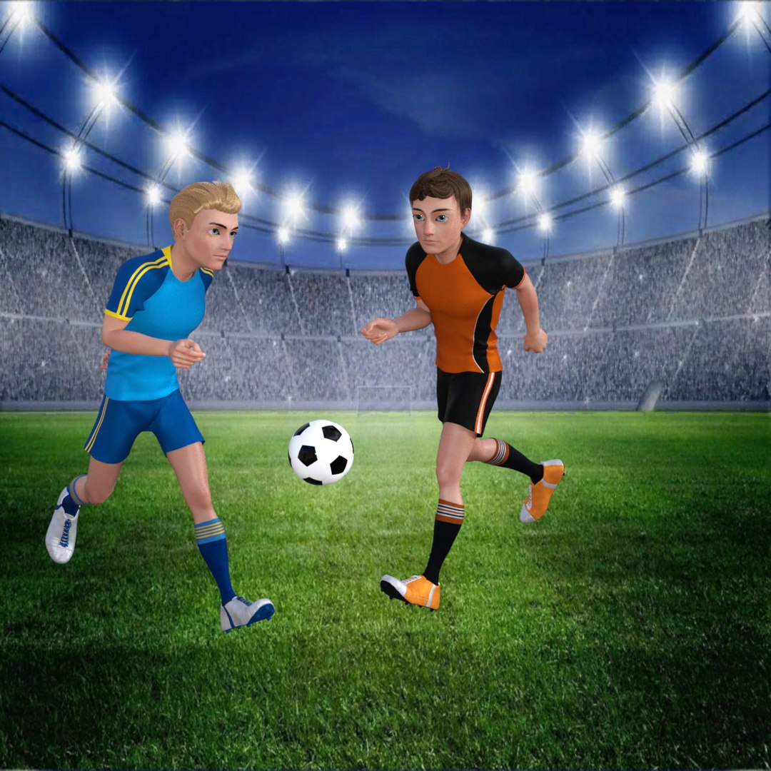 Cartoon Football Players 3D Model - TurboSquid 2196487