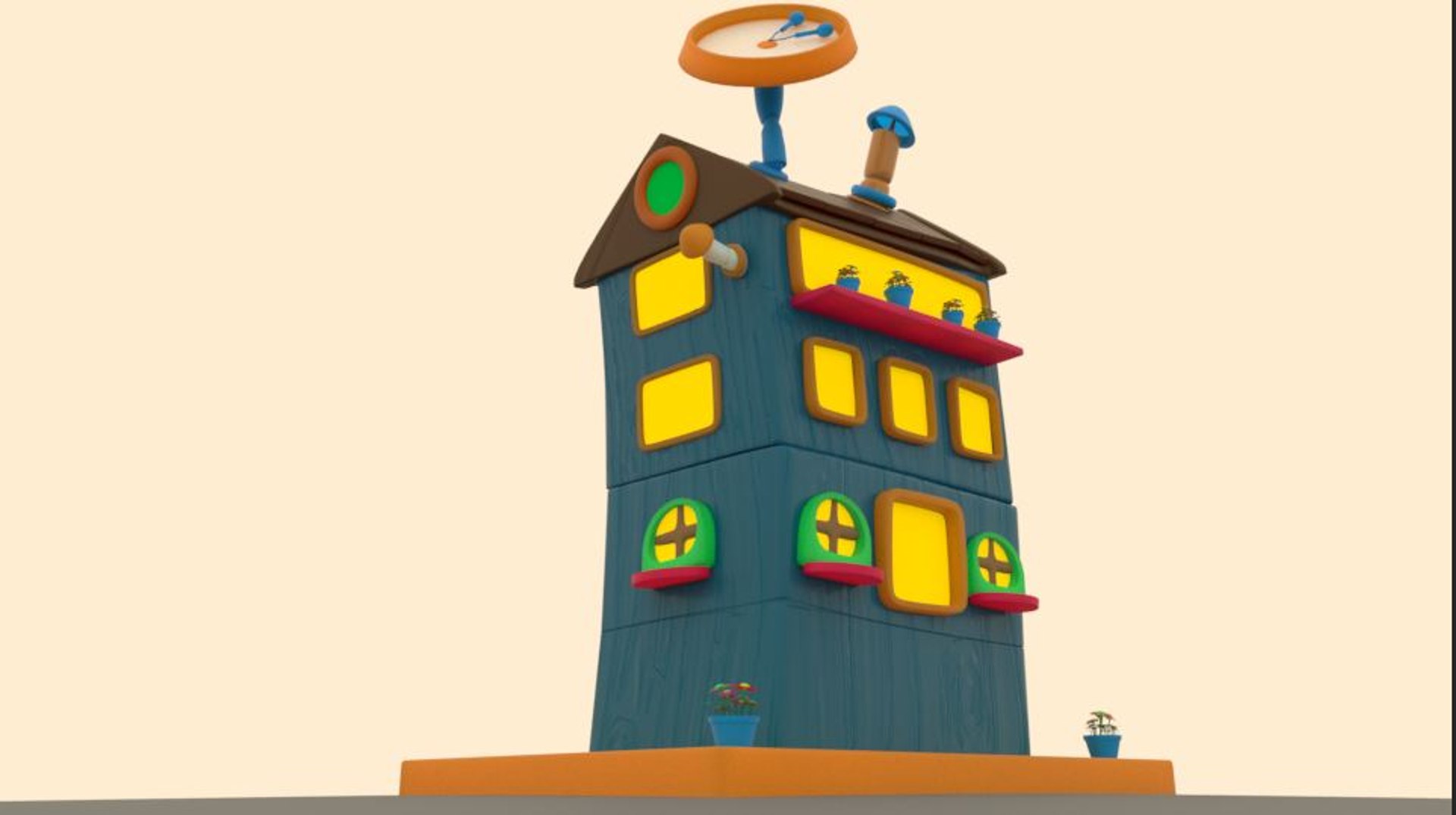 Cartoon triple house 3D model - TurboSquid 1400297