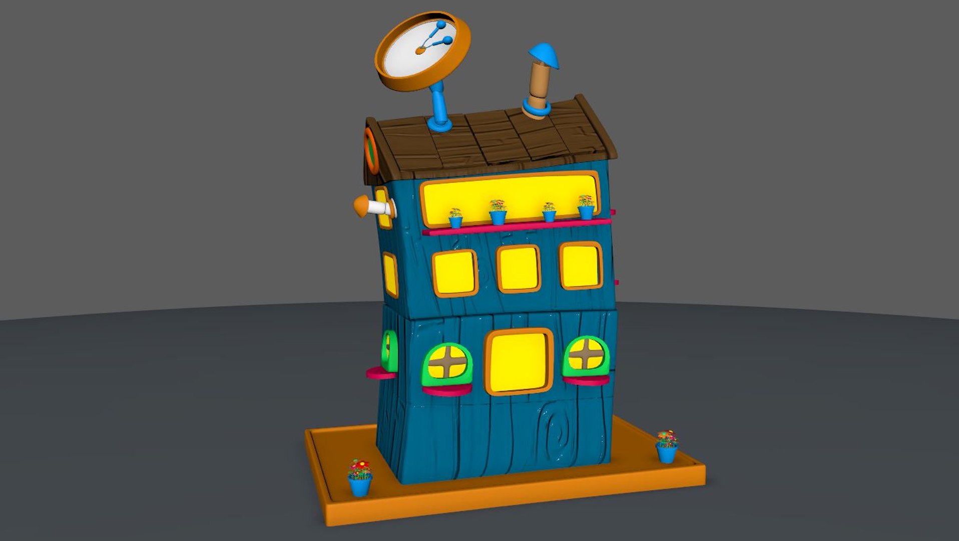 Cartoon triple house 3D model - TurboSquid 1400297