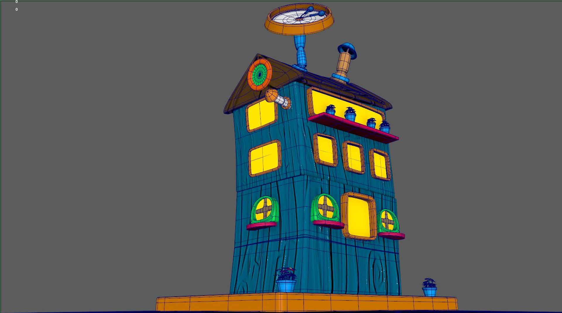 Cartoon triple house 3D model - TurboSquid 1400297