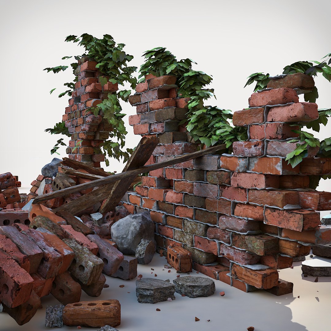 3d brick v-ray model