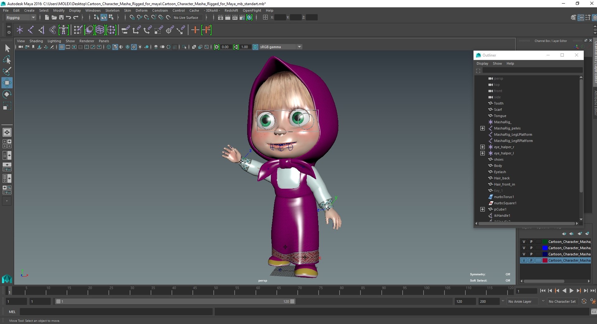 Cartoon Character Masha Rigged For Maya Model - TurboSquid 2127279