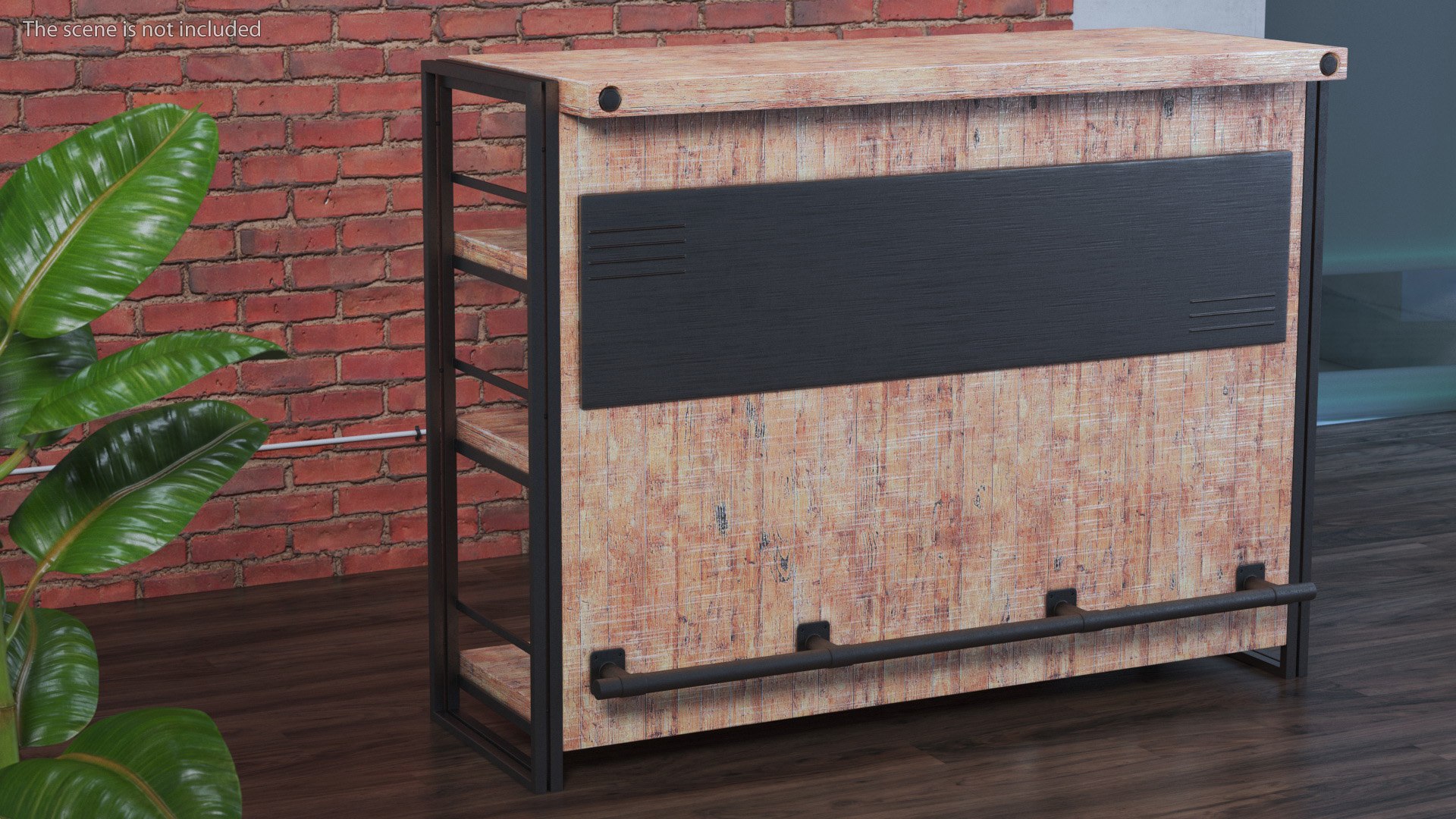 3D Home Bar Counter Unit Industrial Style Model - TurboSquid 1997965