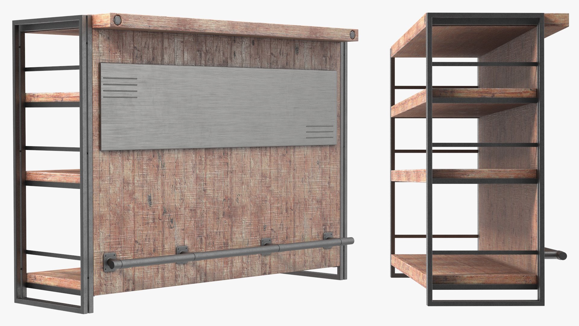 3D Home Bar Counter Unit Industrial Style Model - TurboSquid 1997965