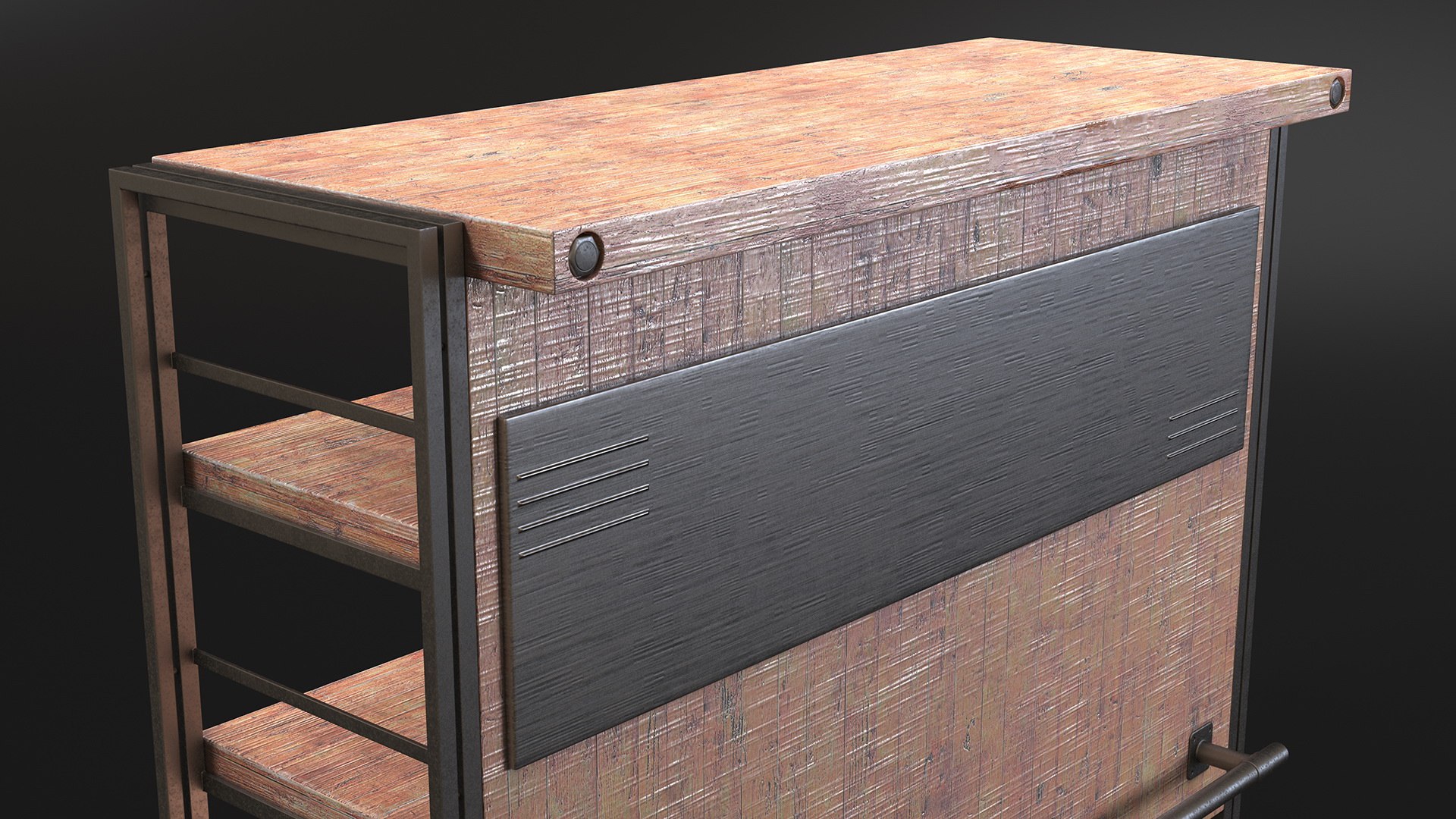 3D Home Bar Counter Unit Industrial Style Model - TurboSquid 1997965