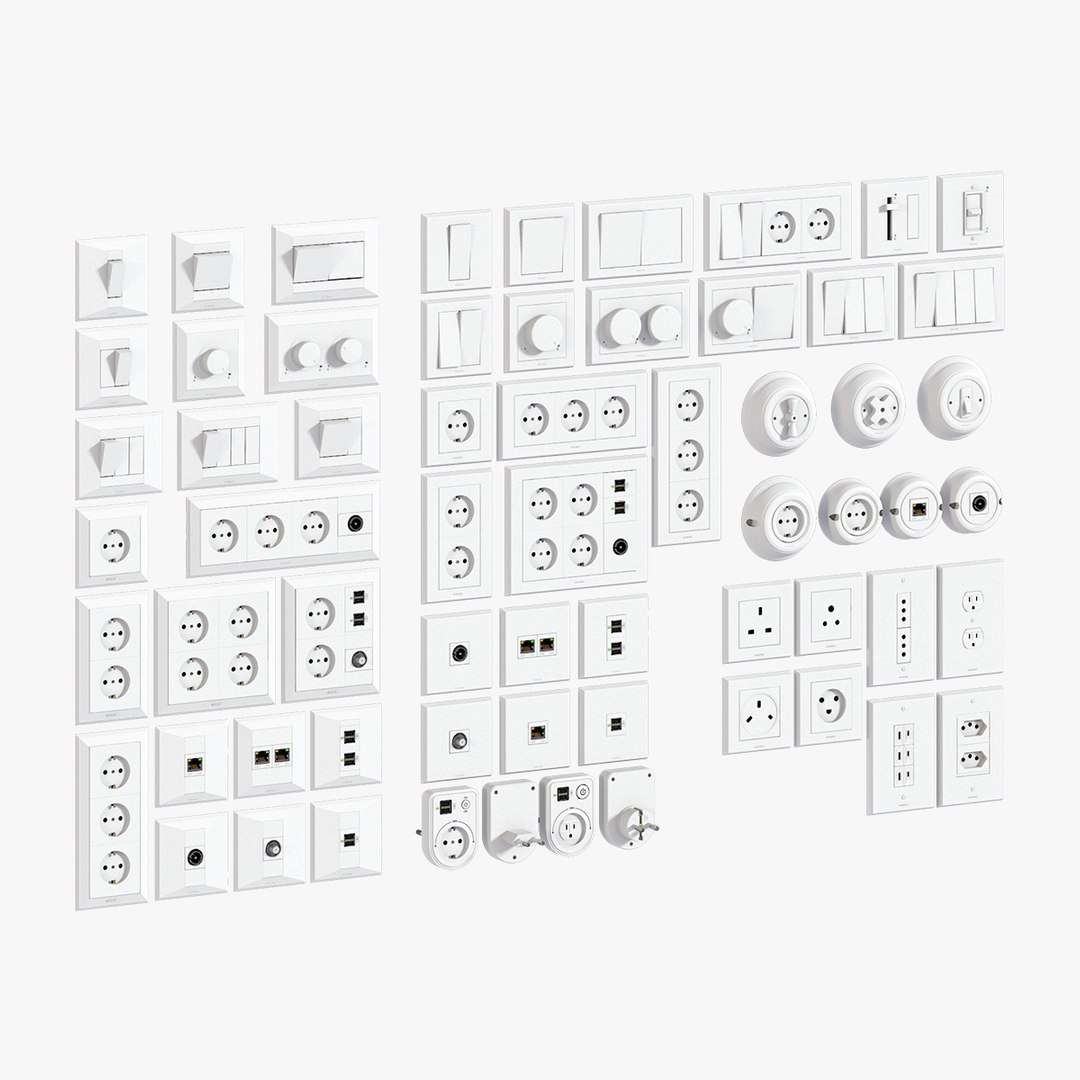 3D Model Switches Sockets Set - TurboSquid 1471783