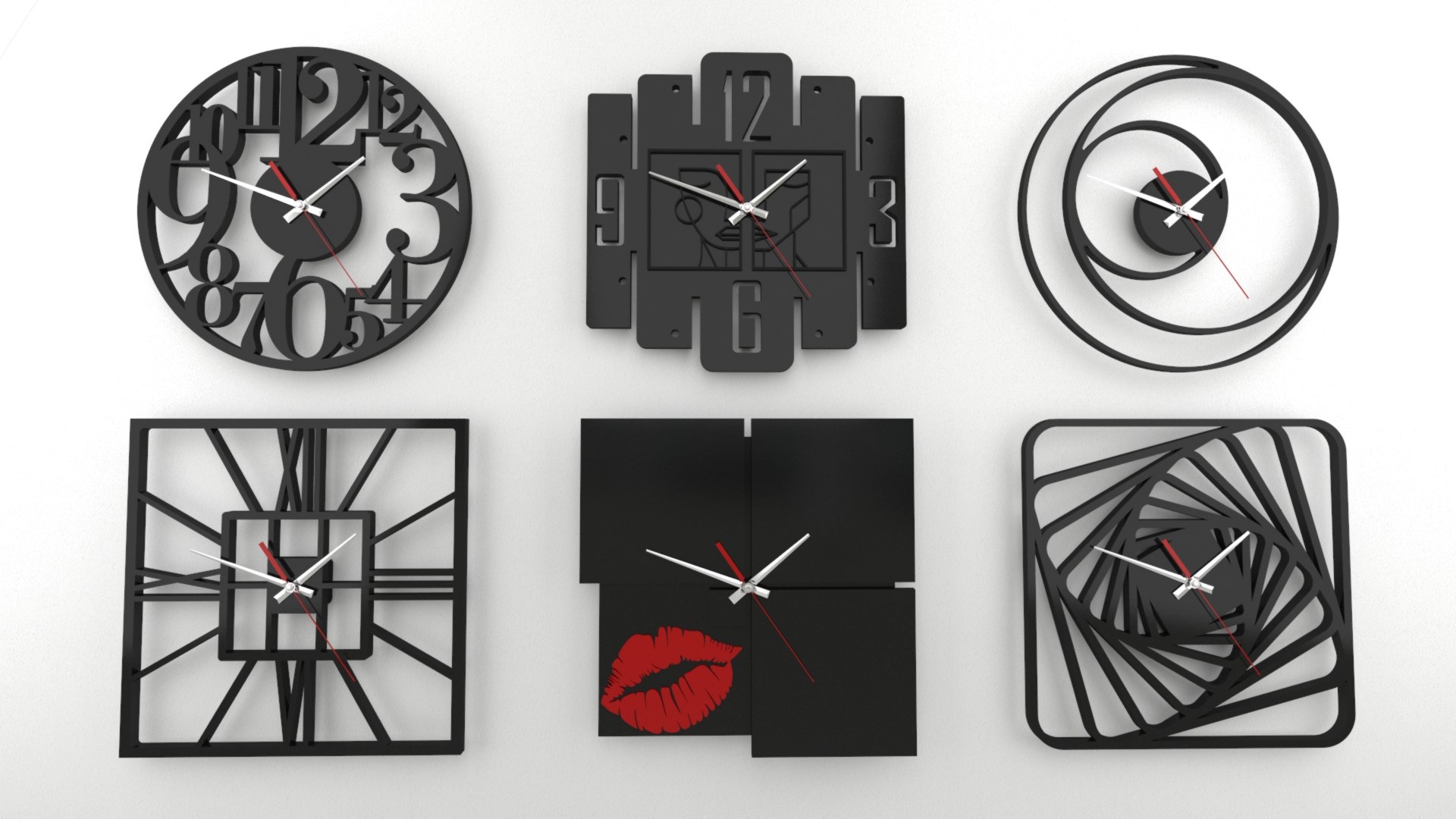 Collection of decorative wall clocks 3D model - TurboSquid 2058294