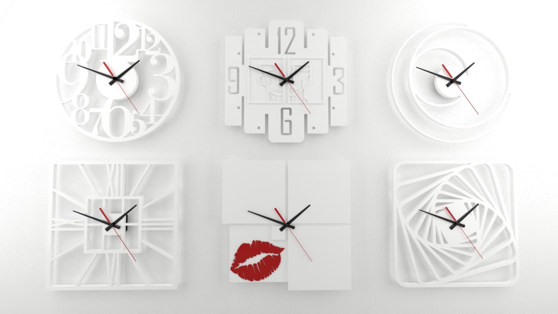 Collection of decorative wall clocks 3D model - TurboSquid 2058294