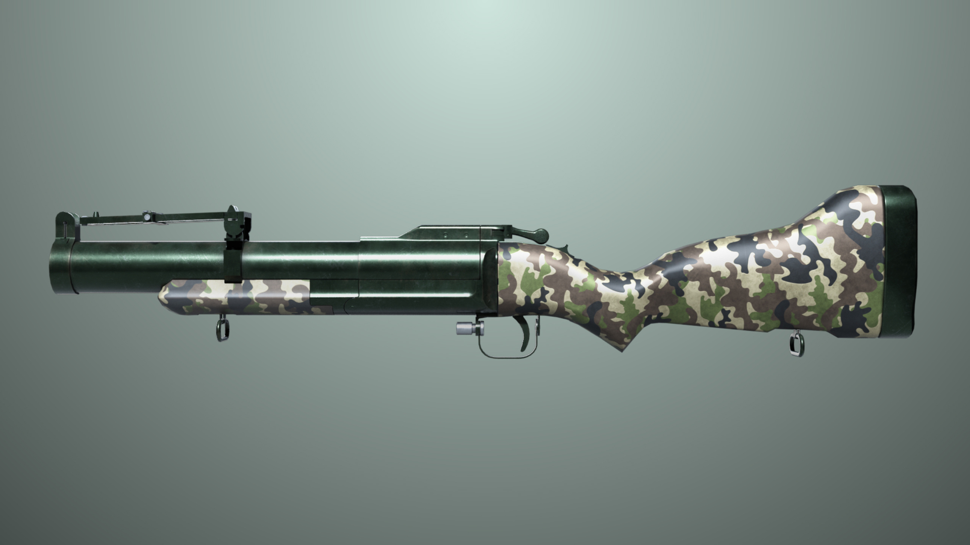 3D Grenade Launcher 02 Military Green Generic All PBR Unity UE Textures ...