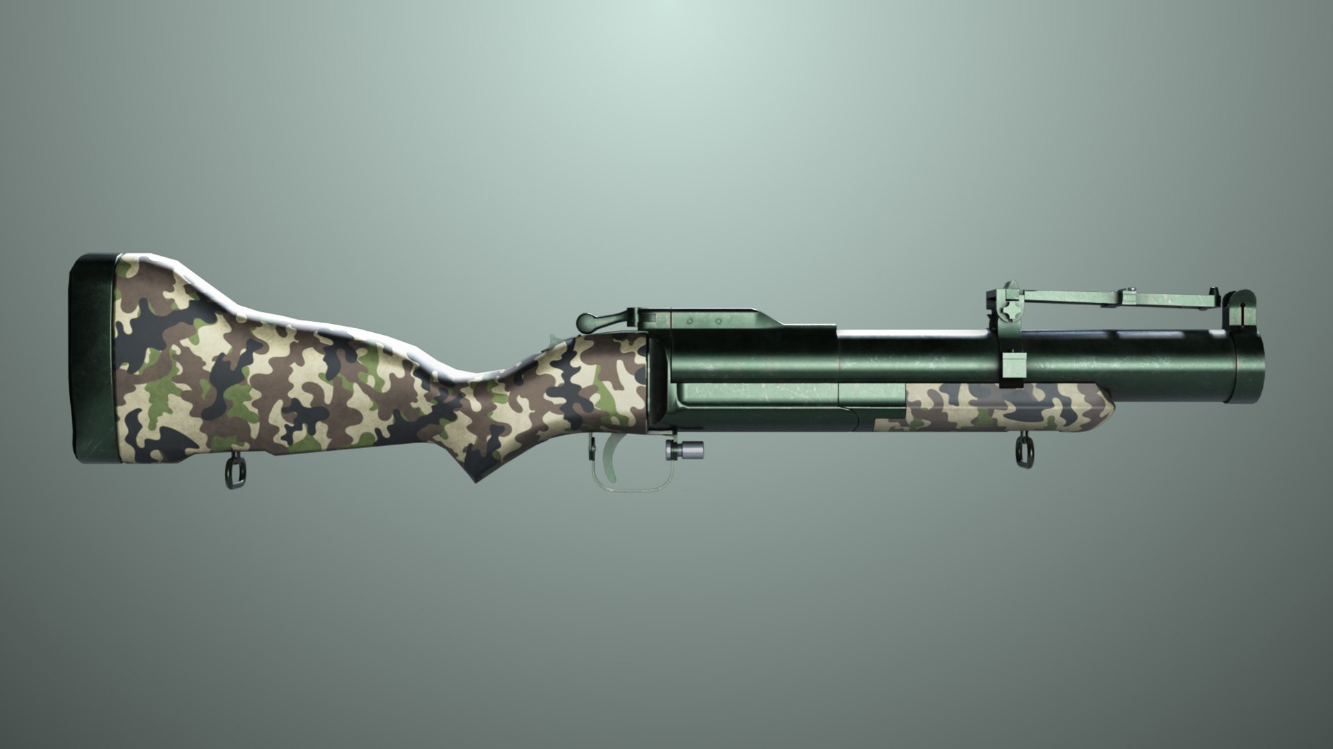 3D Grenade Launcher 02 Military Green Generic All PBR Unity UE Textures ...