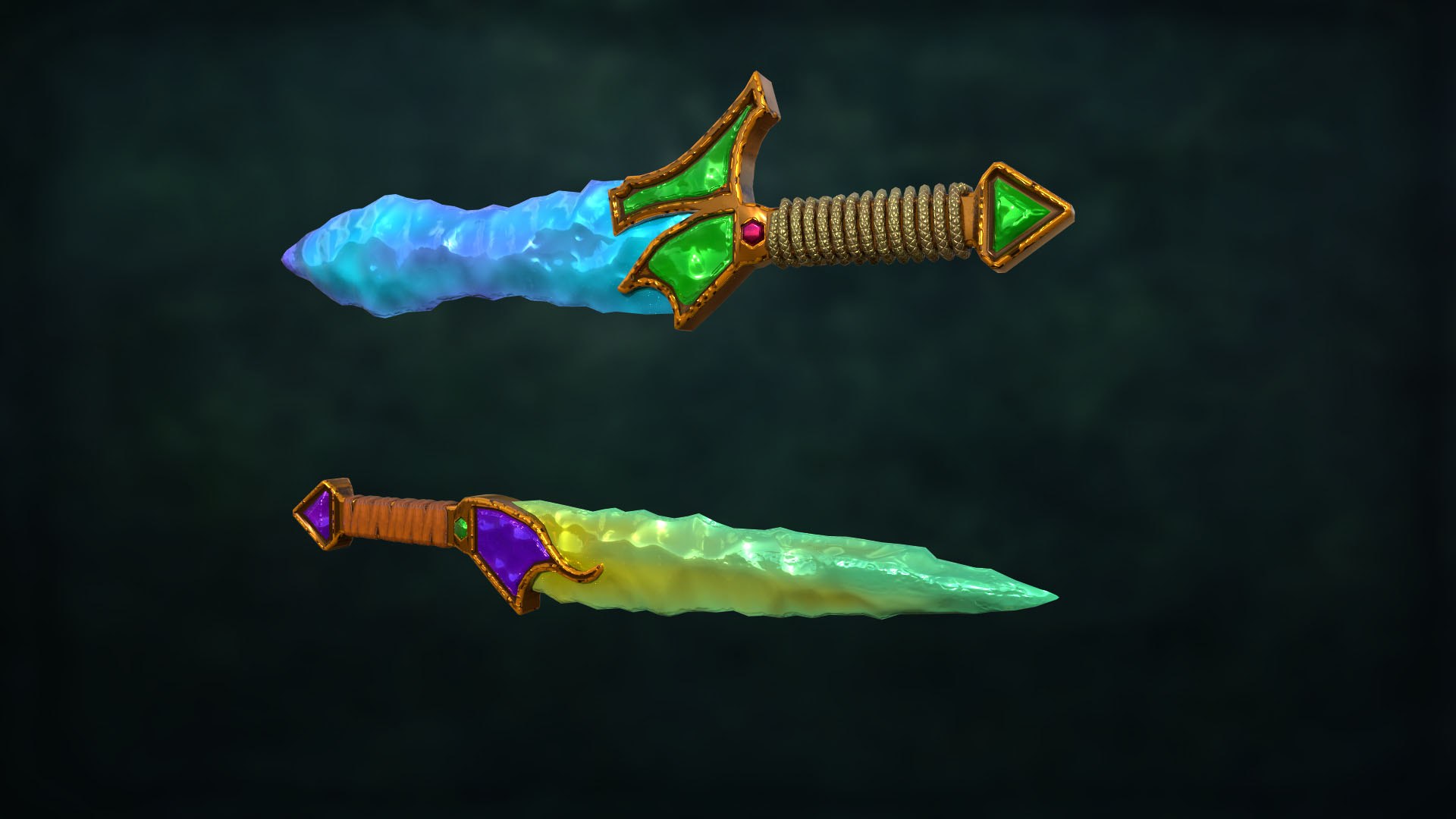 3D Stylized Fantasy Sword Dagger PBR Game Ready Low-poly 3D Model ...