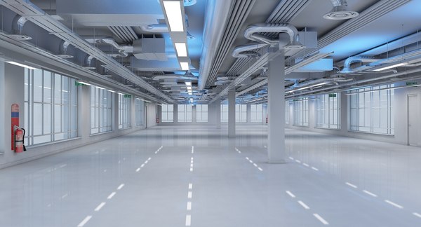 3d model of office building interior