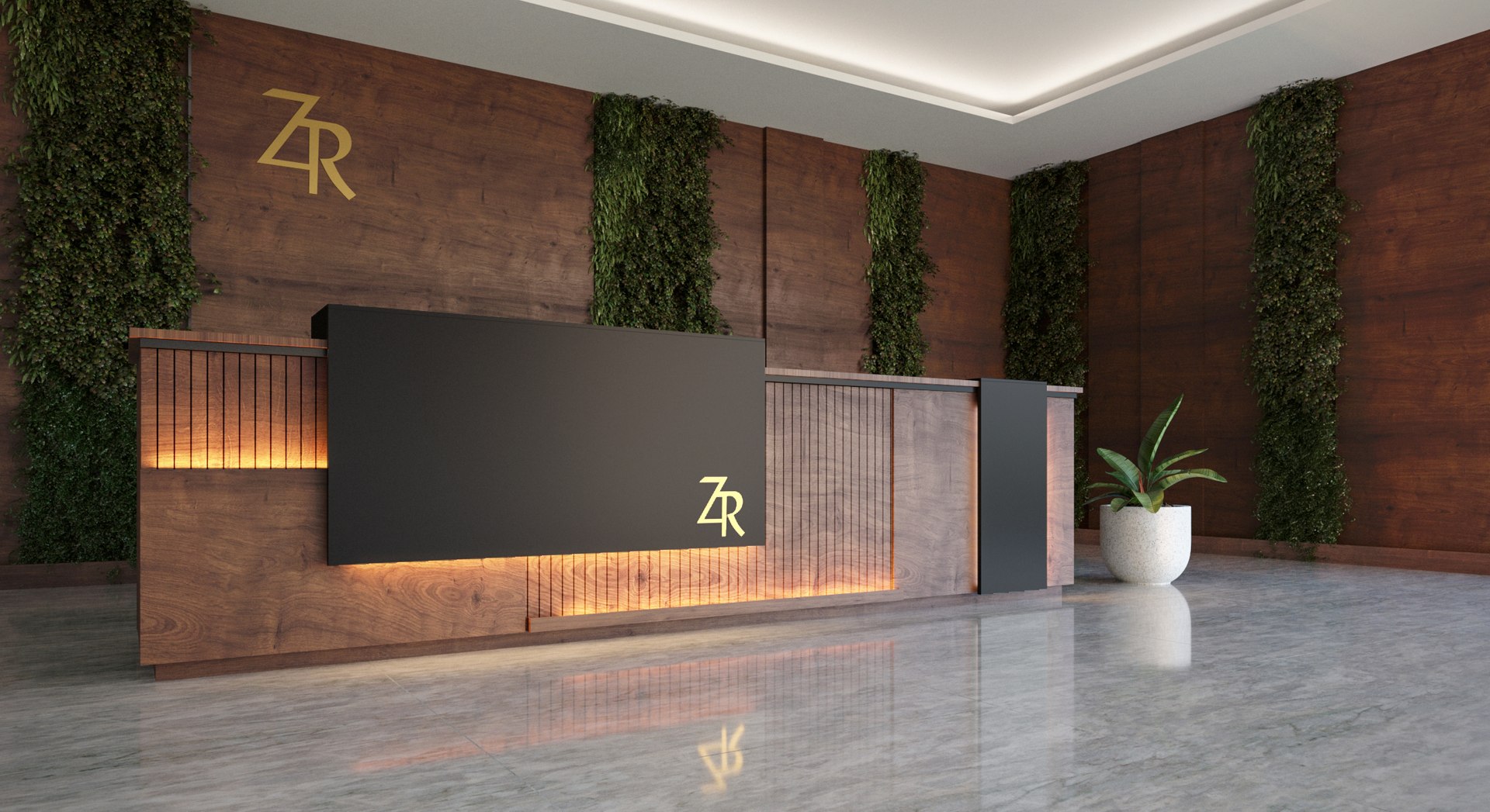 3D Model Reception Desk Scene - TurboSquid 2340541