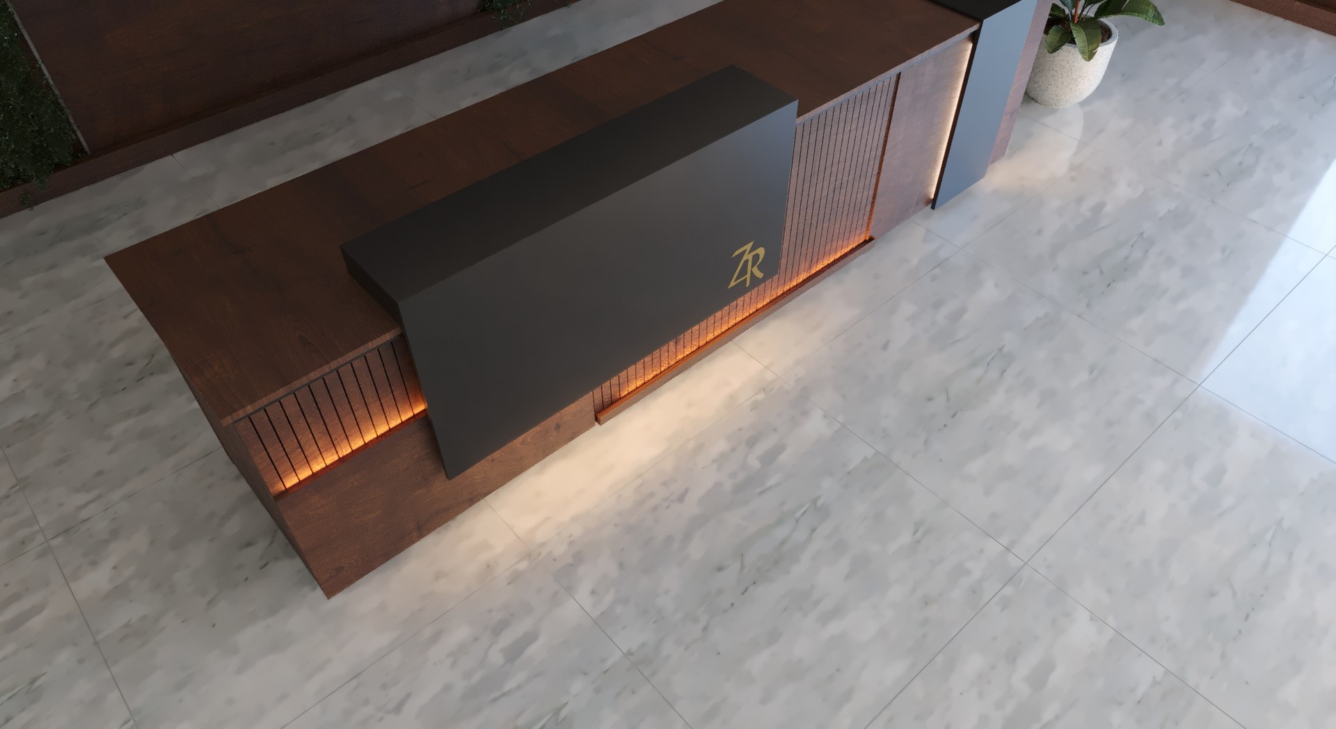 3D Model Reception Desk Scene - TurboSquid 2340541