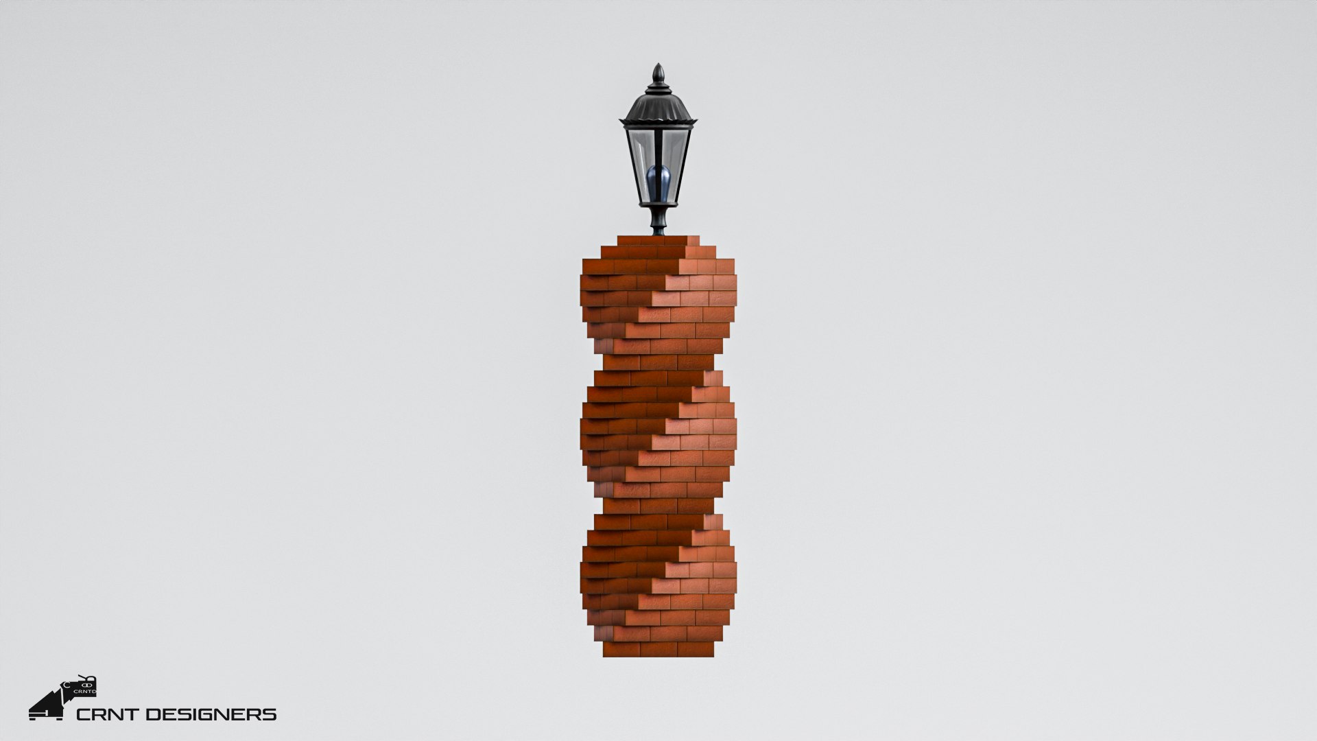 3D Brick Column Lamp Post - TurboSquid 2422472