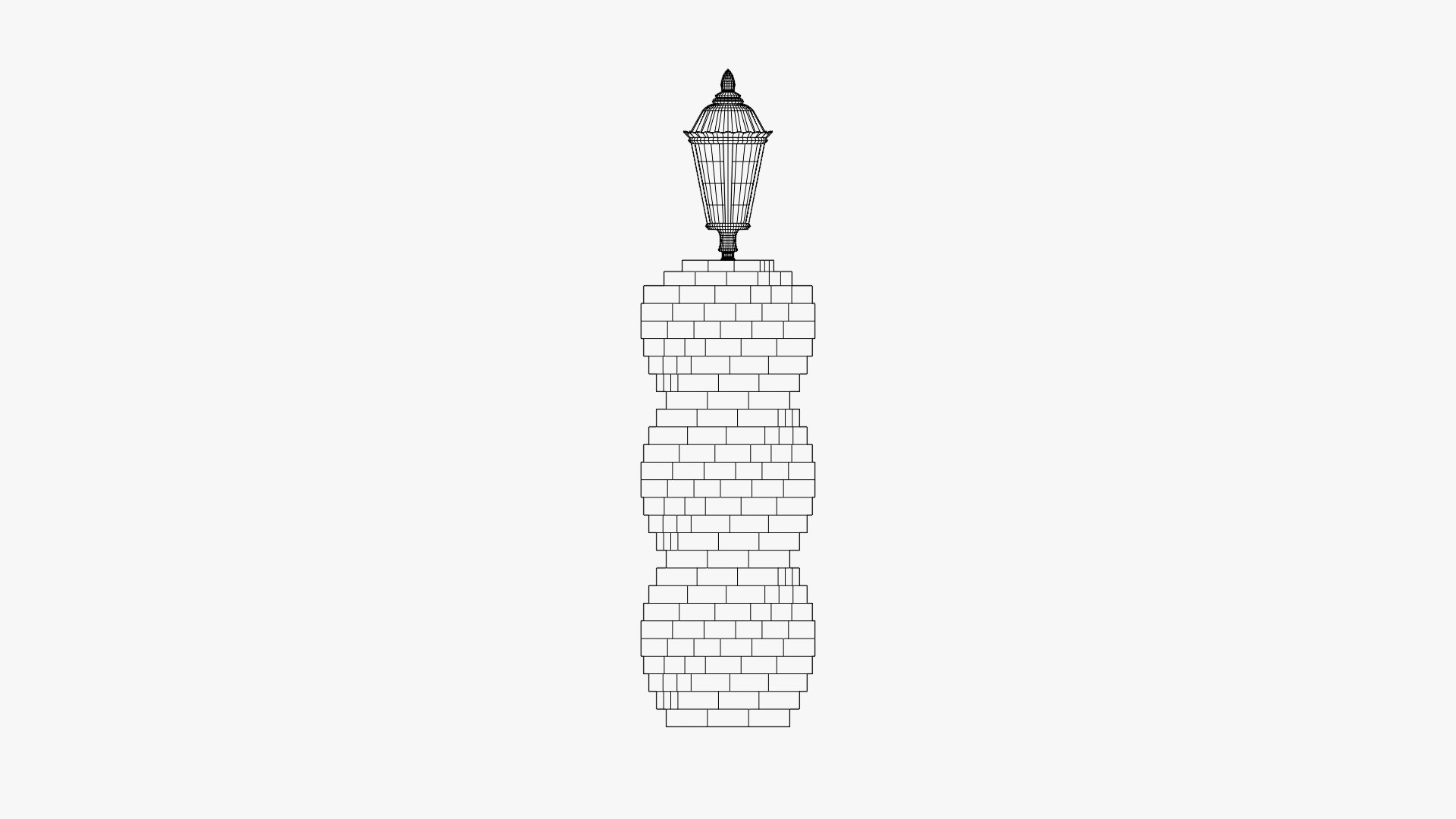 3D Brick Column Lamp Post - TurboSquid 2422472