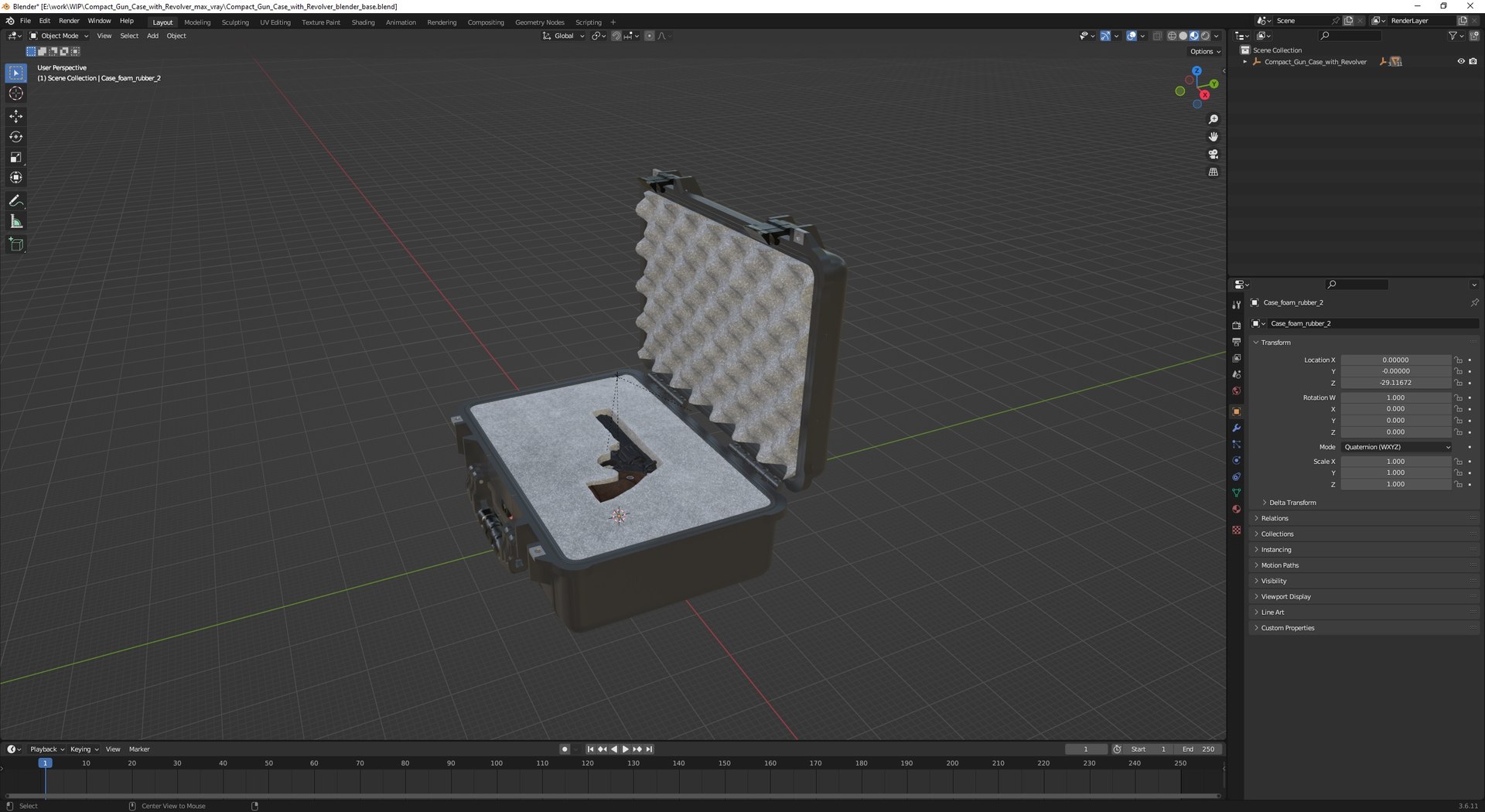 3D Compact Gun Case With Revolver Model - TurboSquid 2396123