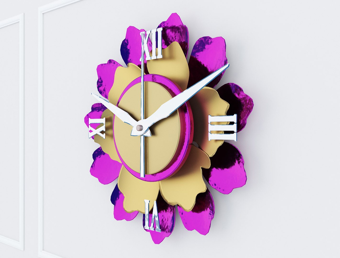 3D Decorative Metal Clock plants with gold m8 - TurboSquid 1926308