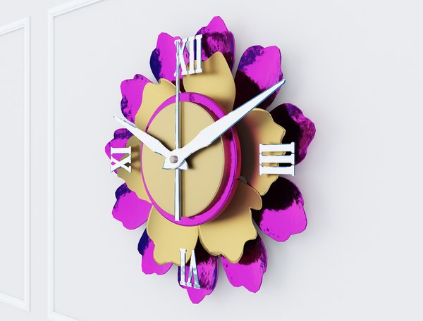 3D Decorative Metal Clock plants with gold m8 - TurboSquid 1926308