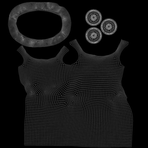 Ruffle Neck Mini Dress 3D - TurboSquid 1806103