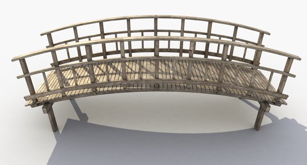 3d model wood wooden bridge