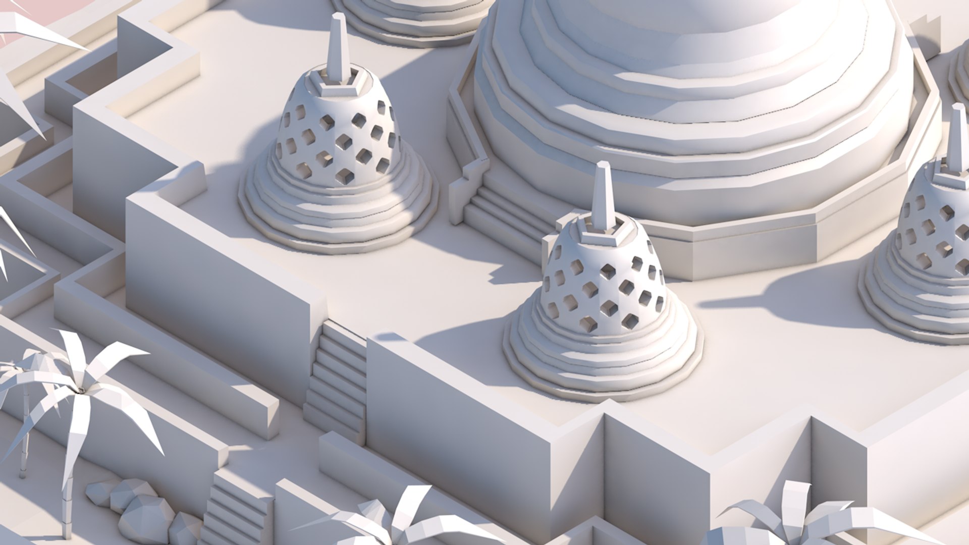 3D Model Cartoon Low Poly Borobudur Temple - TurboSquid 2291359