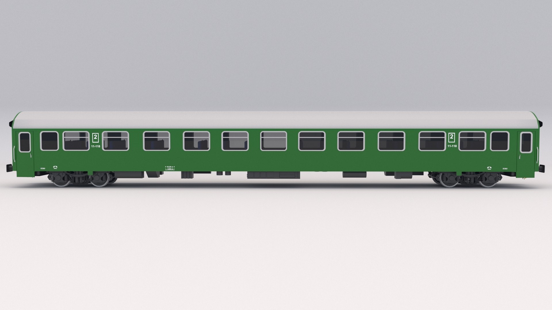 3D passenger train car green - TurboSquid 1639616