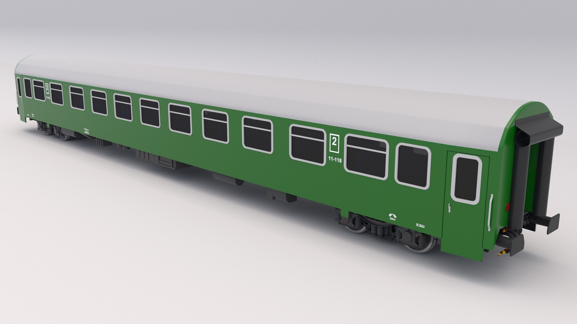 3D passenger train car green - TurboSquid 1639616