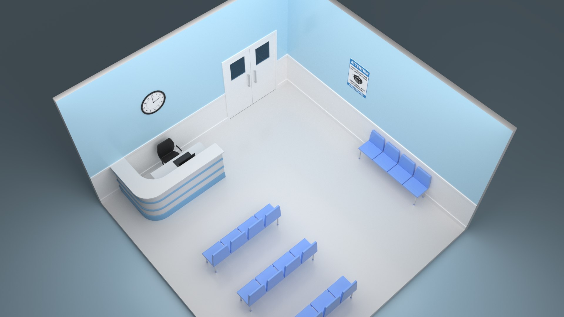 3D Model Waiting Room Reception Isometric Clinichospital - TurboSquid ...