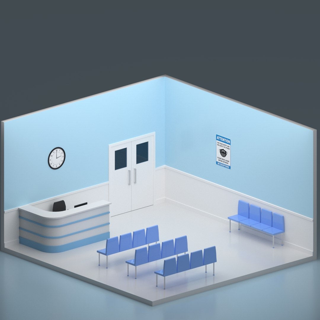 3D Model Waiting Room Reception Isometric Clinichospital - TurboSquid ...