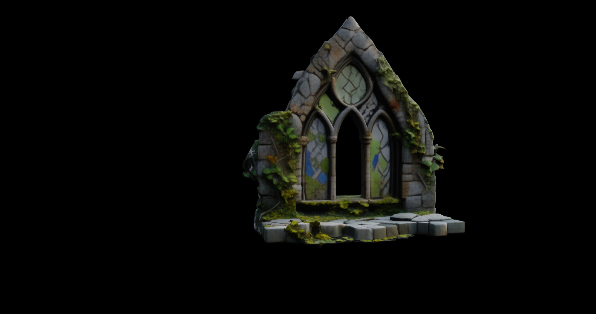 3D Ruined Gothic Cathedral Window With Ivy Model - TurboSquid 2385782