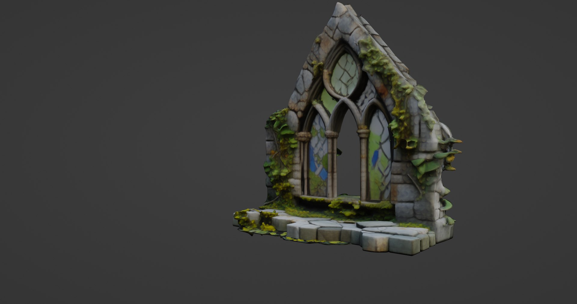 3D Ruined Gothic Cathedral Window With Ivy Model - TurboSquid 2385782