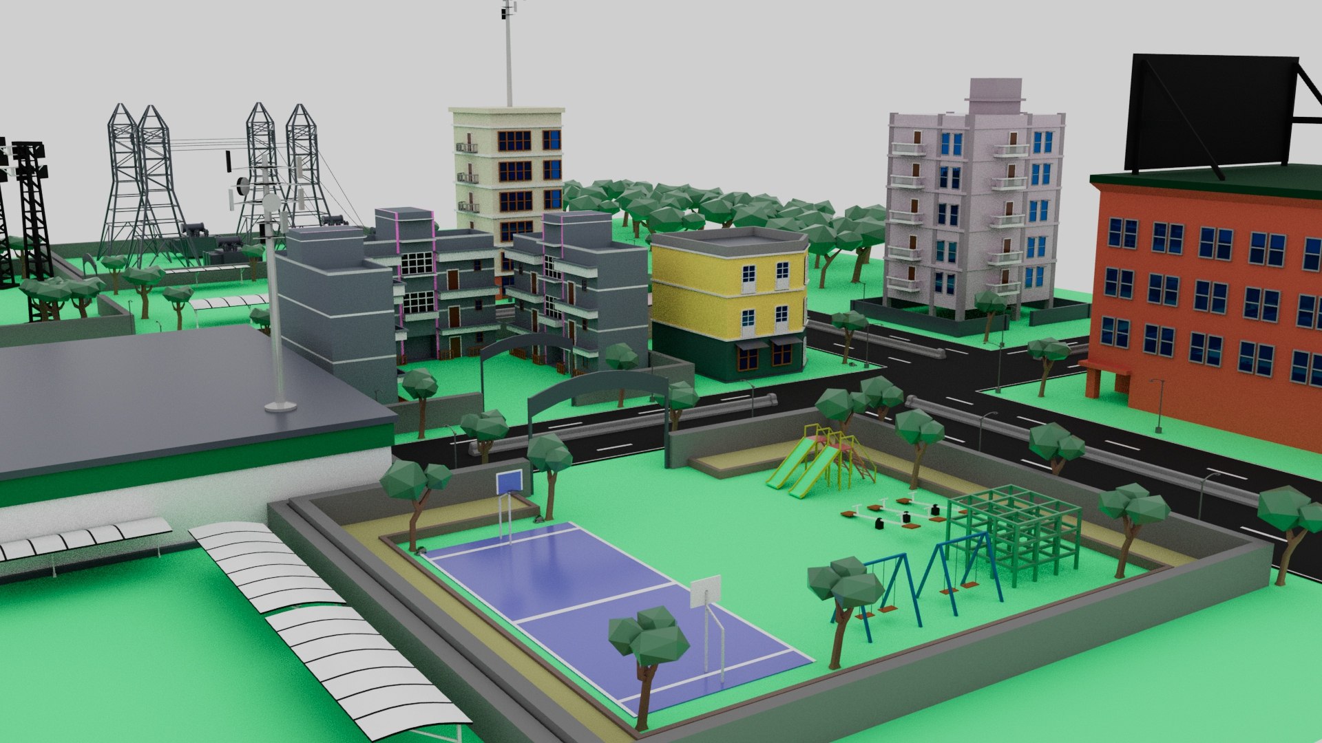 Low Poly Small City 3D Model Pack 3D - TurboSquid 2387159