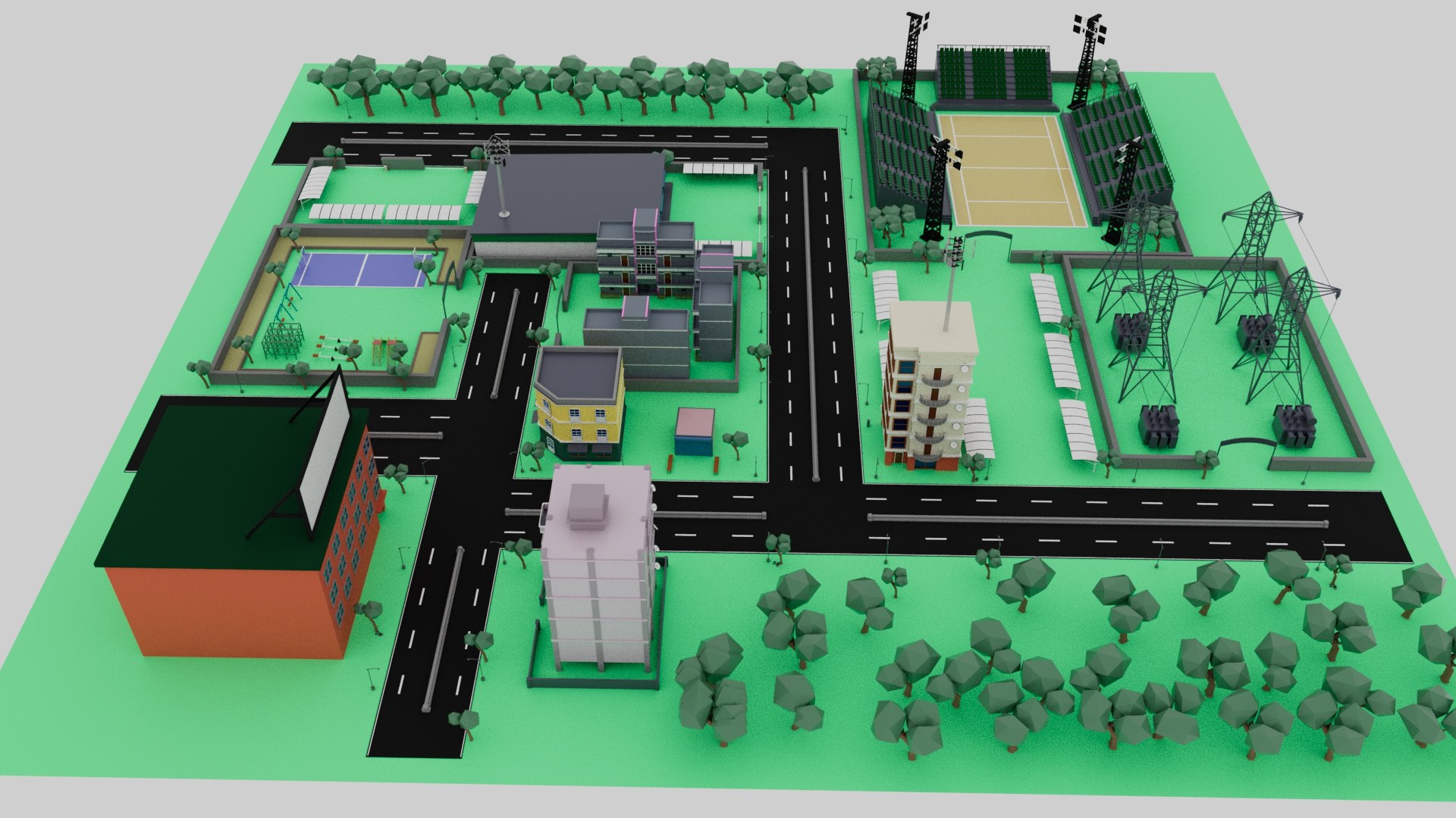 Low Poly Small City 3D Model Pack 3D - TurboSquid 2387159