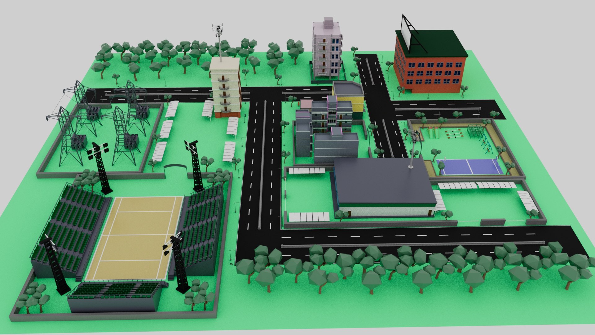 Low Poly Small City 3D Model Pack 3D - TurboSquid 2387159