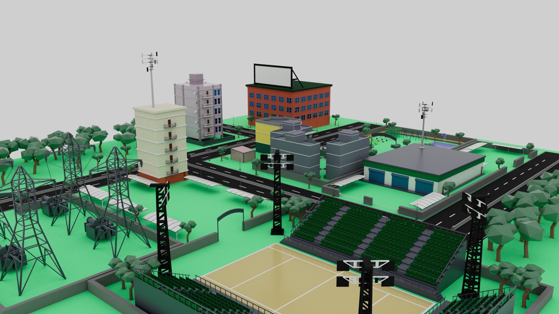 Low Poly Small City 3D Model Pack 3D - TurboSquid 2387159