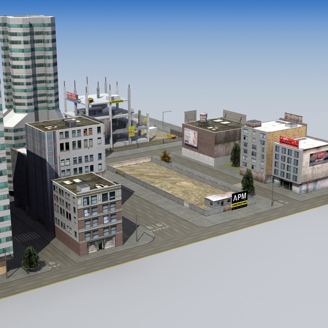 3d Construction Site City Block Model