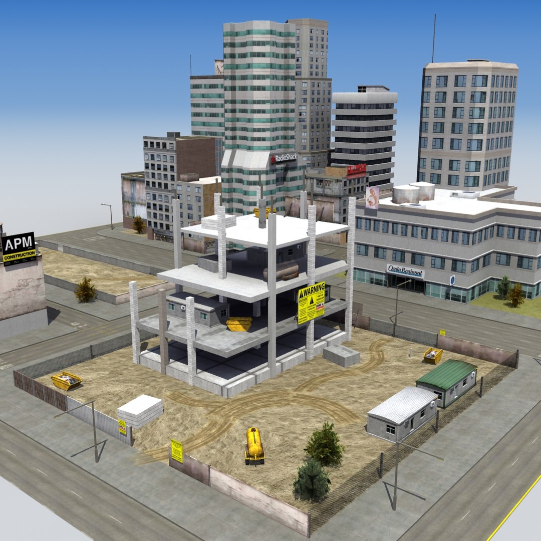 3d Construction Site City Block Model