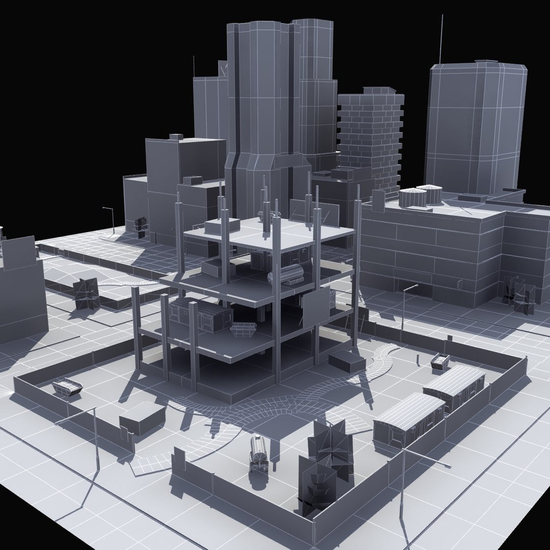3d Construction Site City Block Model