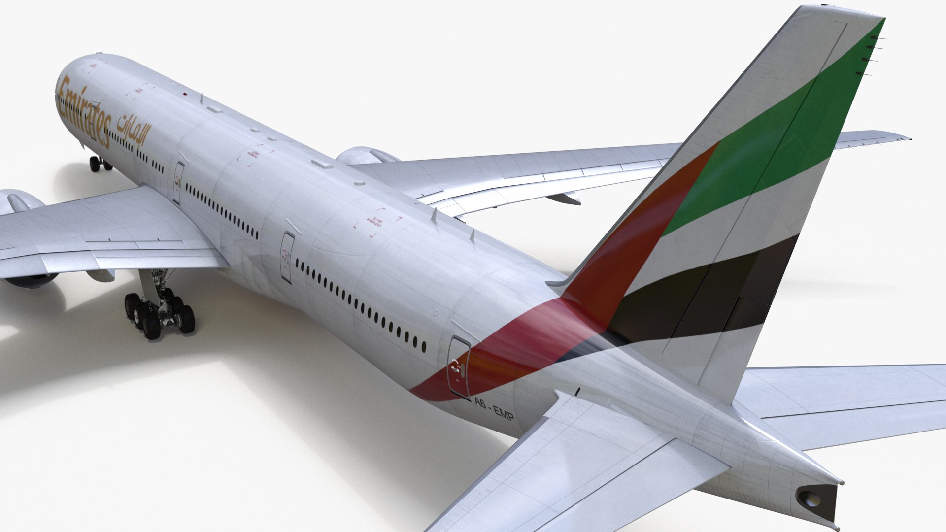 3D Boeing 777 Emirates Airlines Rigged For Maya Model - TurboSquid 2399809