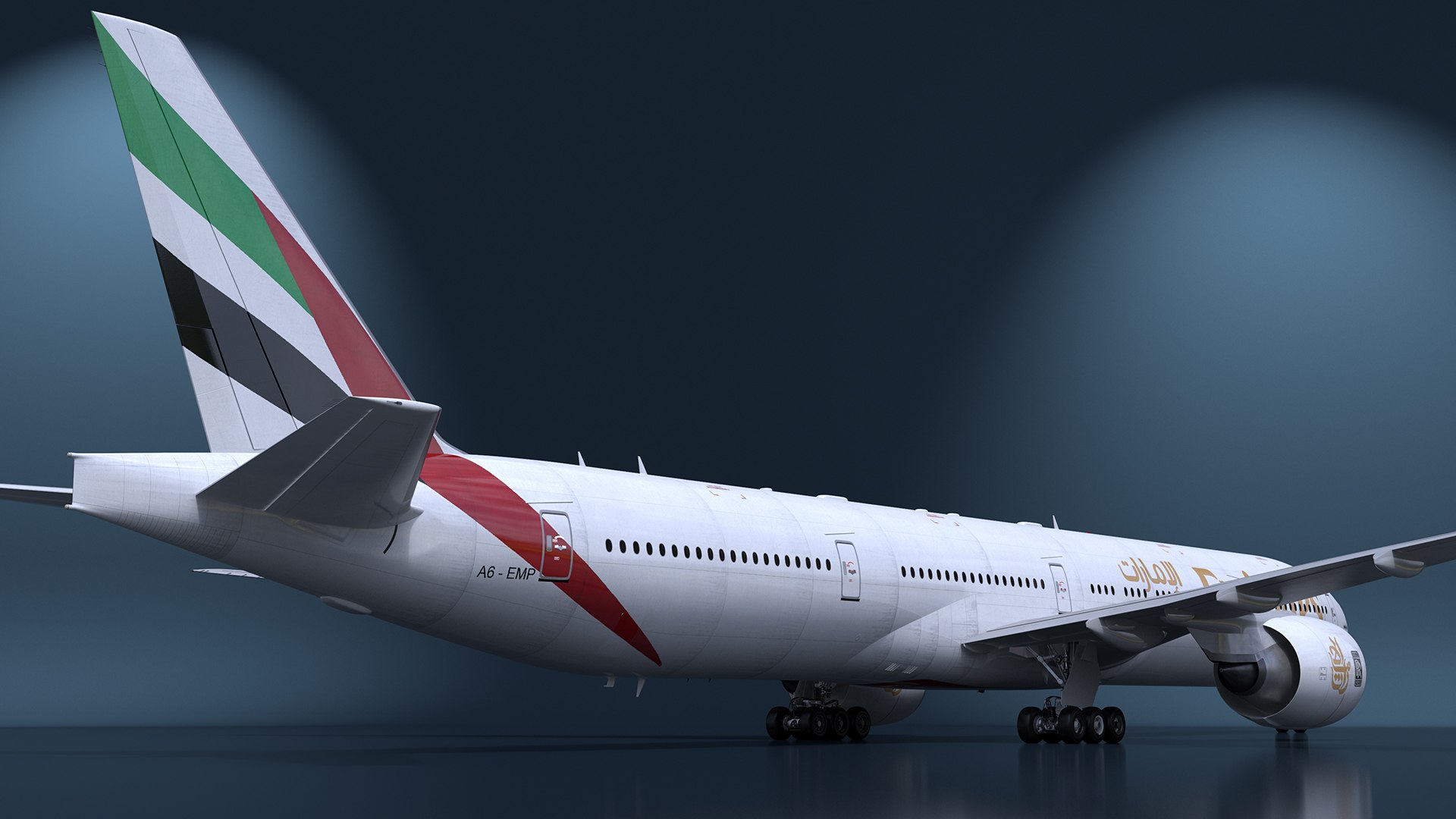 3D Boeing 777 Emirates Airlines Rigged For Maya Model - TurboSquid 2399809