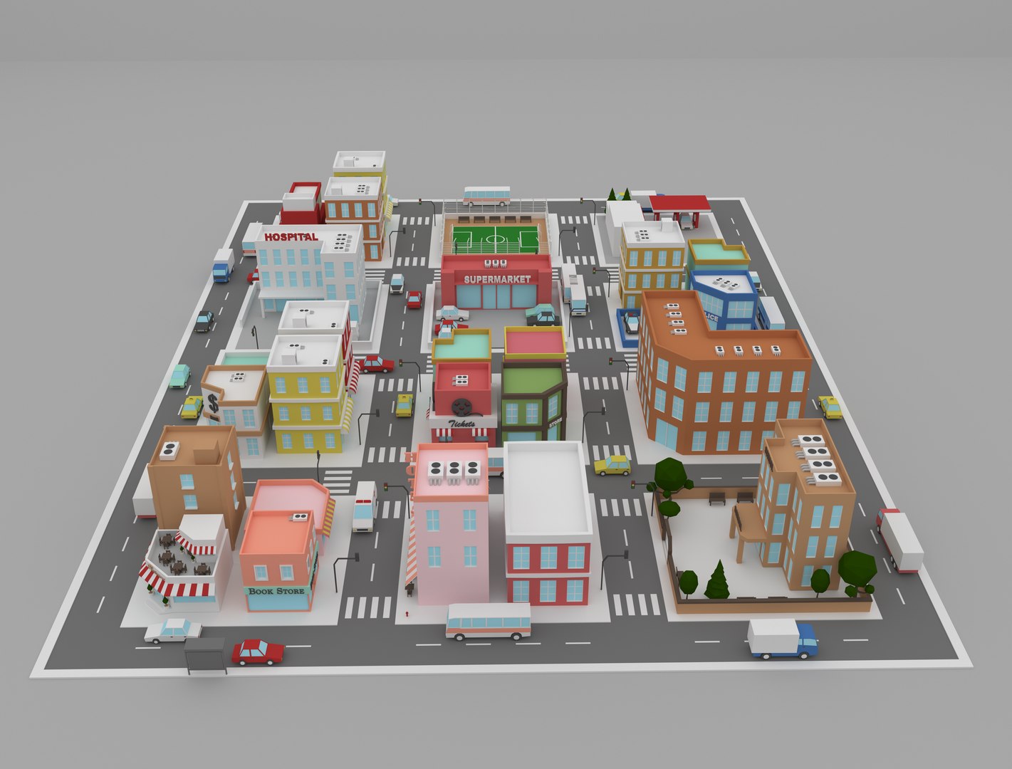 Low Poly City Pack model - TurboSquid 1731939