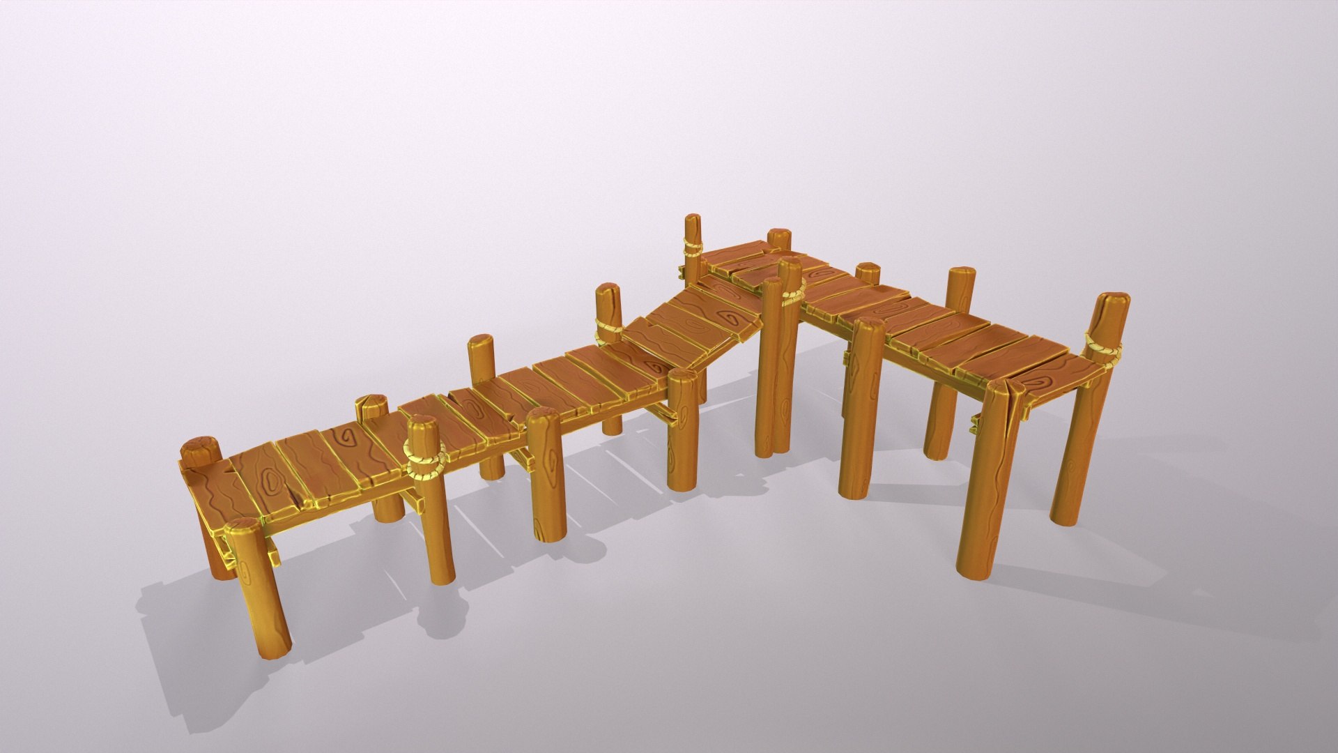 3D Model Stylized Lowpoly Fishing Wooden Pier In Handpainted Cartoon ...