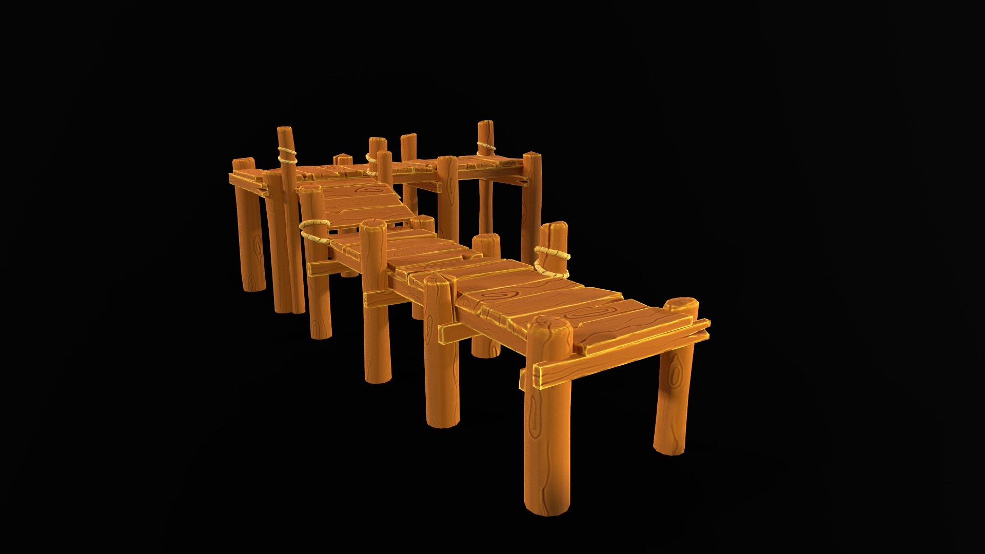 3D Model Stylized Lowpoly Fishing Wooden Pier In Handpainted Cartoon ...