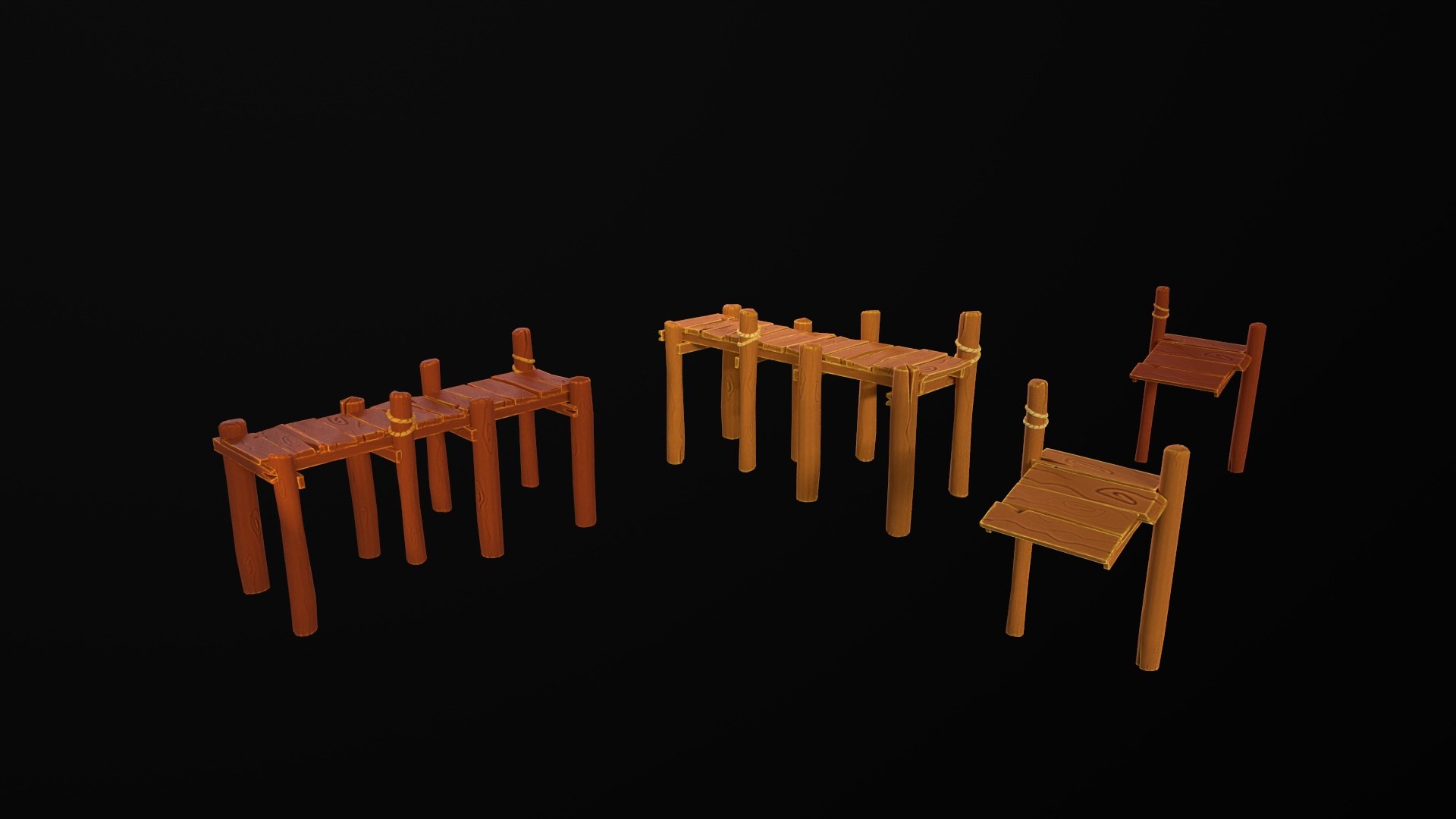 3D Model Stylized Lowpoly Fishing Wooden Pier In Handpainted Cartoon ...