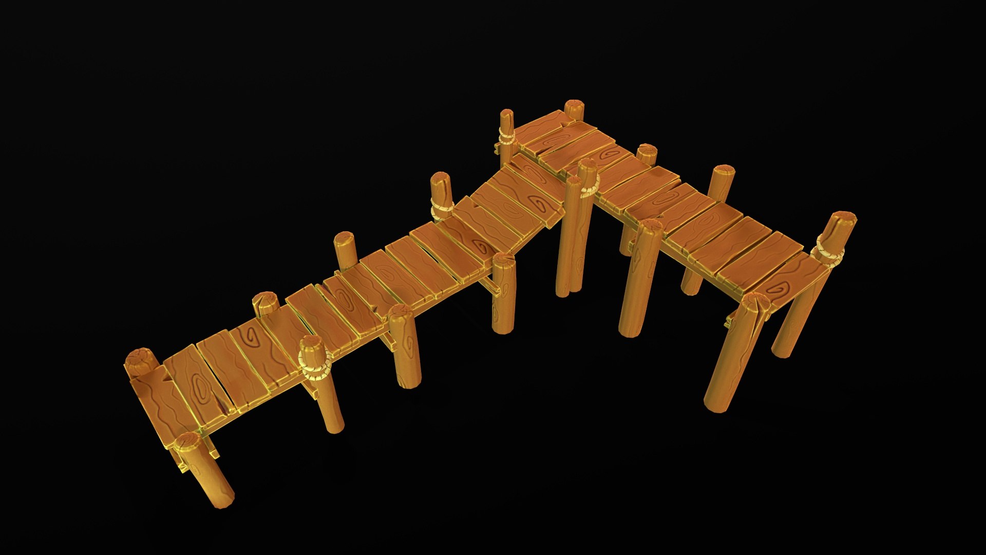 3D Model Stylized Lowpoly Fishing Wooden Pier In Handpainted Cartoon ...