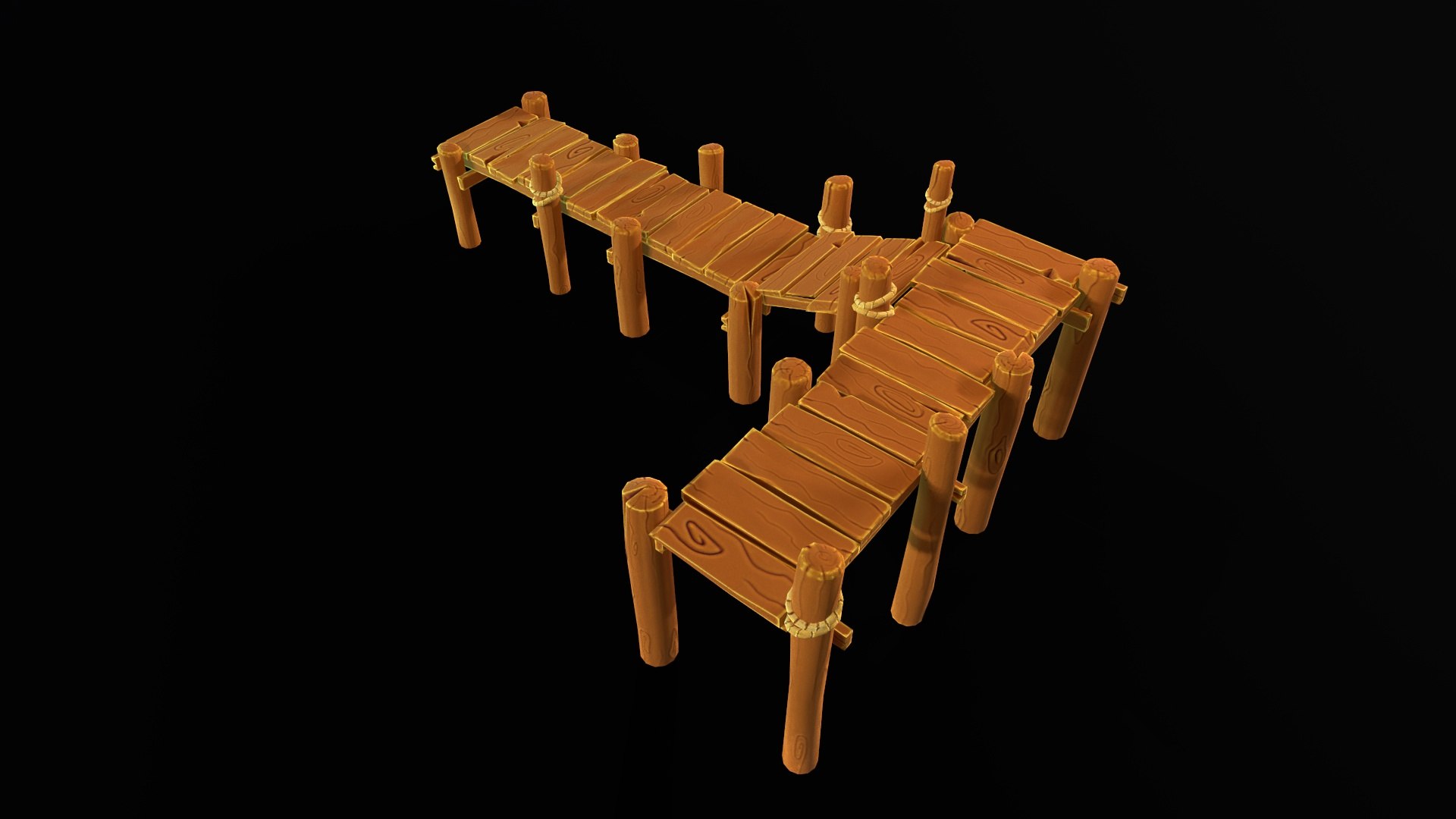 3D Model Stylized Lowpoly Fishing Wooden Pier In Handpainted Cartoon ...