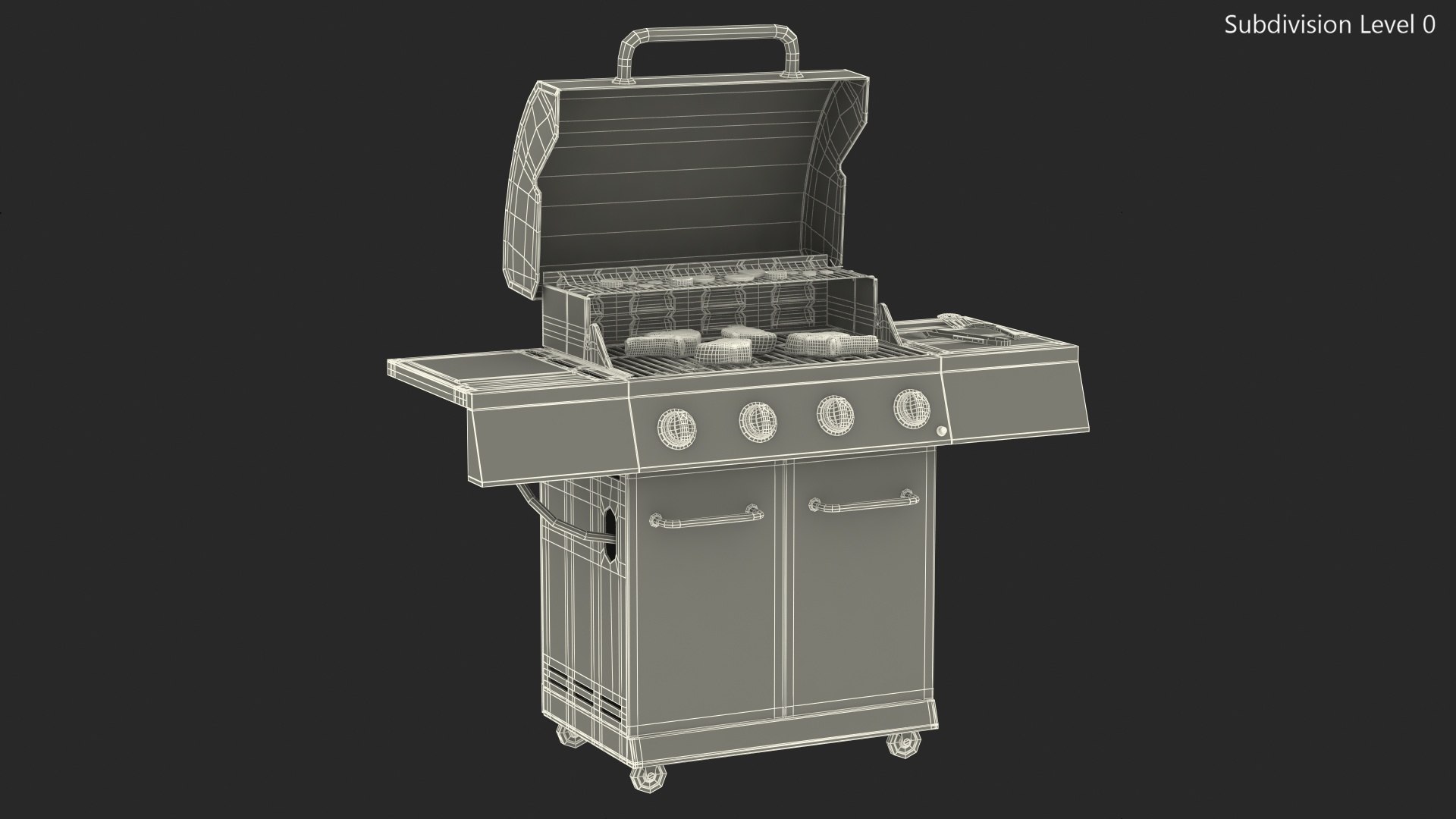 Gas grill meat vegetables 3D - TurboSquid 1627707